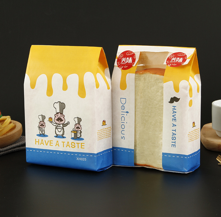 Oil-proof Toast Bag Window film Bread Paper Bag Toast Packaging Bread ...