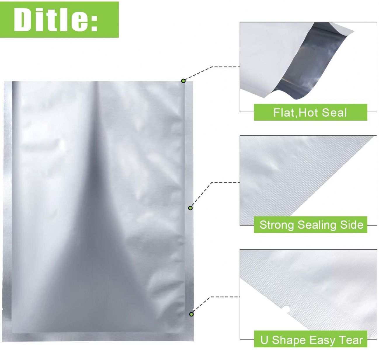 Metallic Mylar Foil Flat Heat Sealable Aluminum Foil Bags M - QINGDAO ...