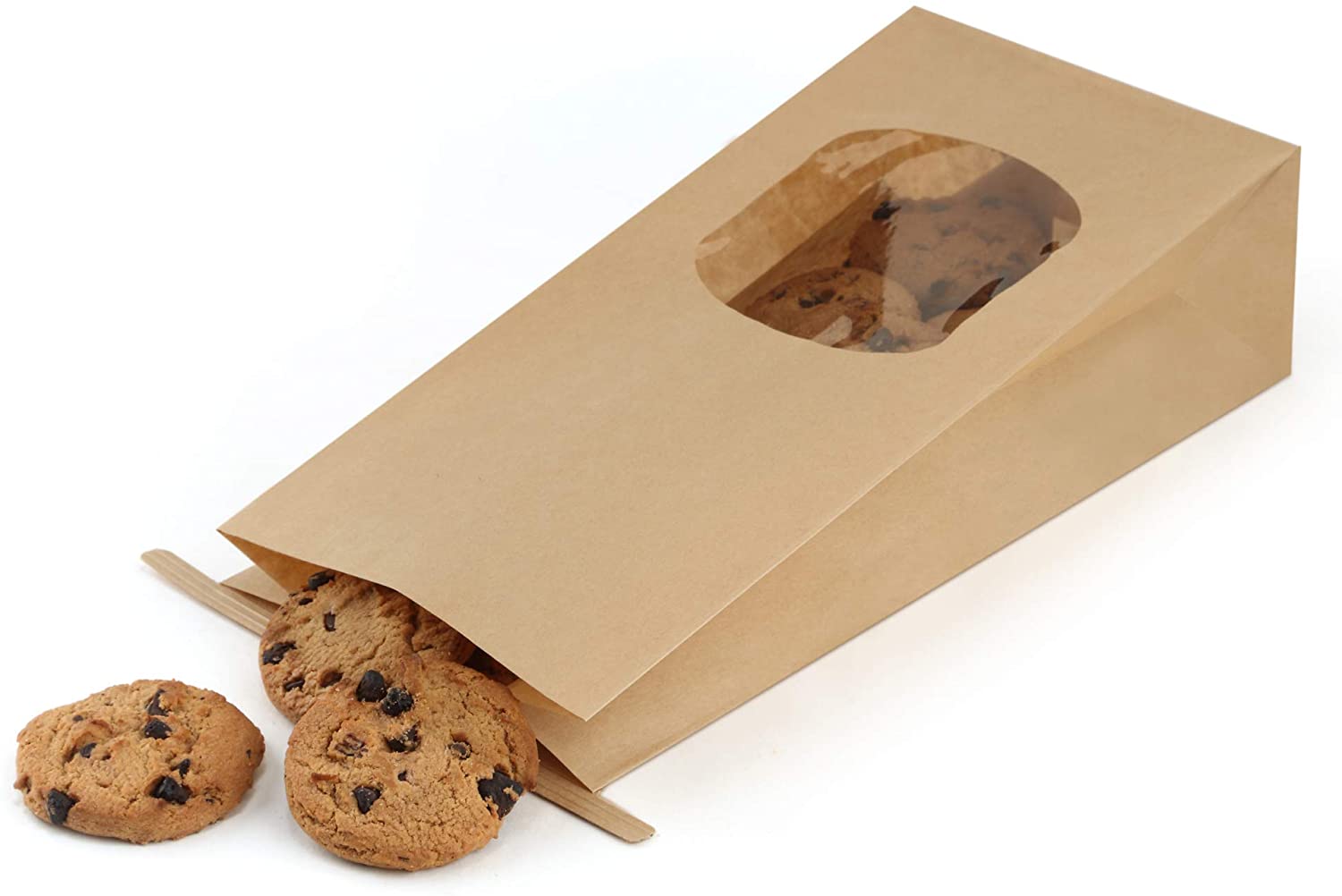 Bakery with Window Kraft Paper Brown Window Cookie Bags M - QINGDAO ...
