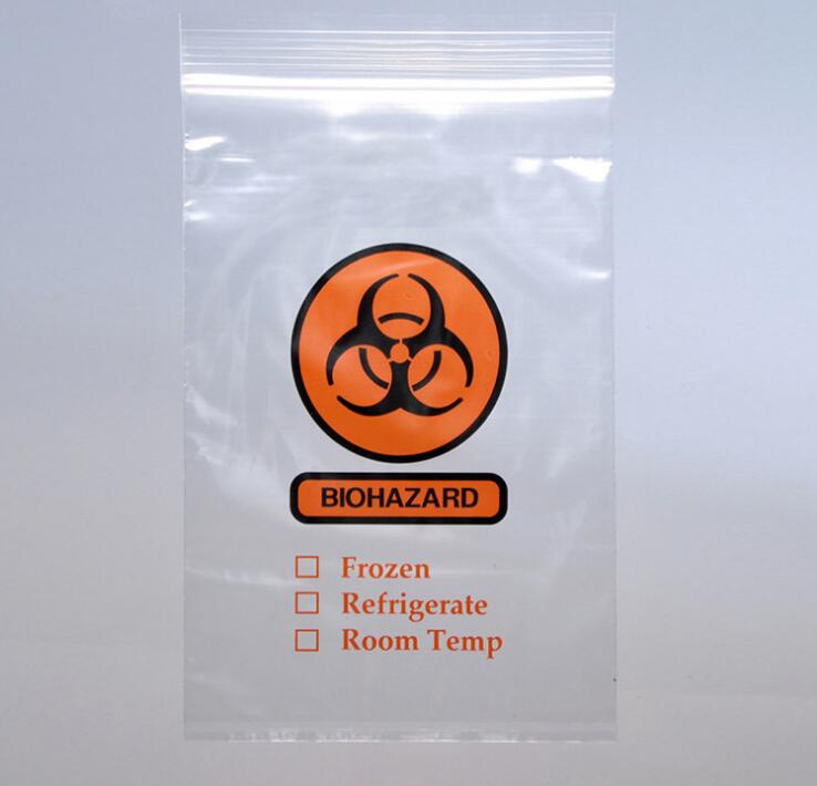 LDPE transparent Biohazard specimen bag for hospital ziplock bag ...